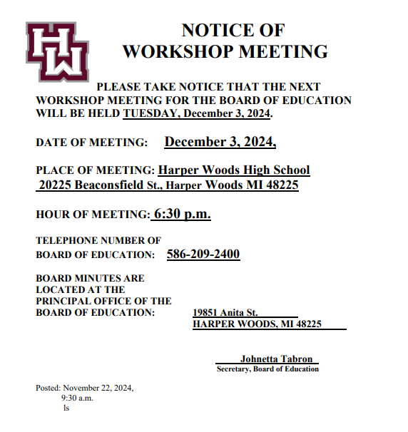 District News & Announcements | Harper Woods School District